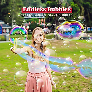 JOYIN Big Bubble Wands Set Bulk for Kids Summer Outdoor Activity Party Favors, 18 Pcs Giant Bubble Maker with Tray, 12" Large, 6 Pcs Solution Suitable for All Age People