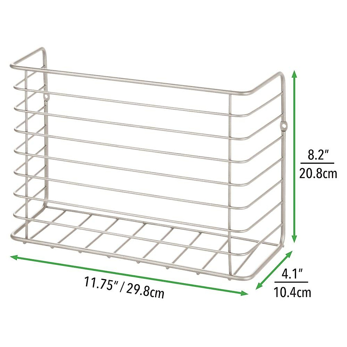 mDesign Metal Wire Farmhouse Wall Mount Craft, Sewing, Crochet Storage Bin Basket - Compact Organizer and Holder for Sketch Books, Markers, Crayons - Satin