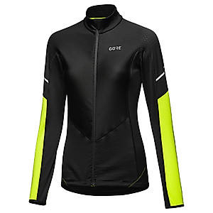 Gore Bike Wear Women's M Wmn Thermo L/S Zip Shirt, Black/neon Yellow, Small