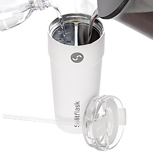 2-in-1 Hot & Cold Vacuum Insulated 30oz Tumblers, Stainless Steel Dual Chamber, Leak-Proof, BPA-Free, Fits Cup Holder, Travel Coffee Mug, Split Cup, 2 Drink, 2 Sides, Coffee & Water (Harper White)