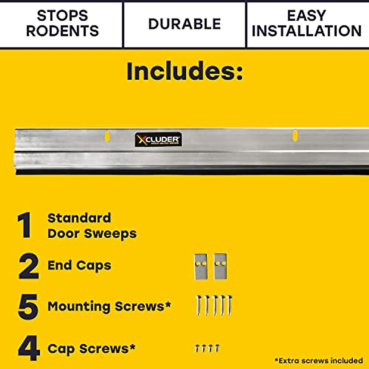 Xcluder 36 in. Standard Door Sweep, Aluminum, Seals Out Rodents & Pests, Enhanced Weather Sealing, Easy to Install; Rodent Protection; Rodent Proof Door Sweep
