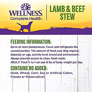 Wellness Thick & Chunky Natural Canned Dog Food, Lamb & Beef Stew, 12.5-Ounce Can (Pack of 12)