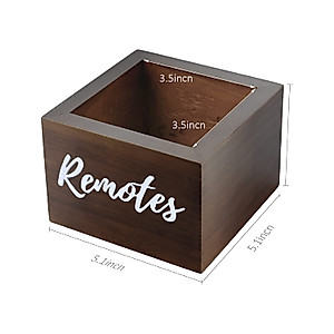 XBelmber Remote Control Holder Caddy, Wooden TV Remote Holder, Remote Organizer for Table, Vintage Farmhouse Desk Caddy, Media Storage Box - Brown