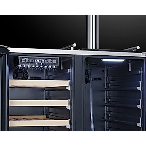 Summit Appliance SWBC3041 30" Wide Built-in Undercounter Indoor/Outdoor Combination Dual Zone Wine Cellar/Kegerator with Tapping Equipment, Digital Thermostat, Adjustable Shelving, Beer Dispenser
