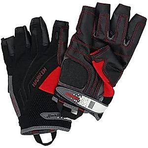 Harken Sport Classic 3/4 Finger Glove, Grey/Black/Red, Large