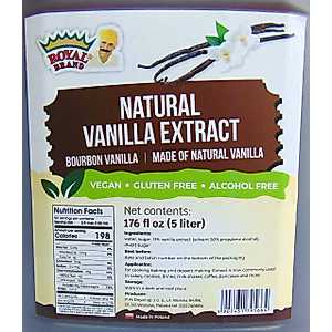 Pure vanilla extract without alcohol / Natural Vanilla Extract / Alcohol Free / Without Alcohol / Bourbon Vanilla / Vegan / Gluten Free / 176 fl oz / 5 Litres / Halal
