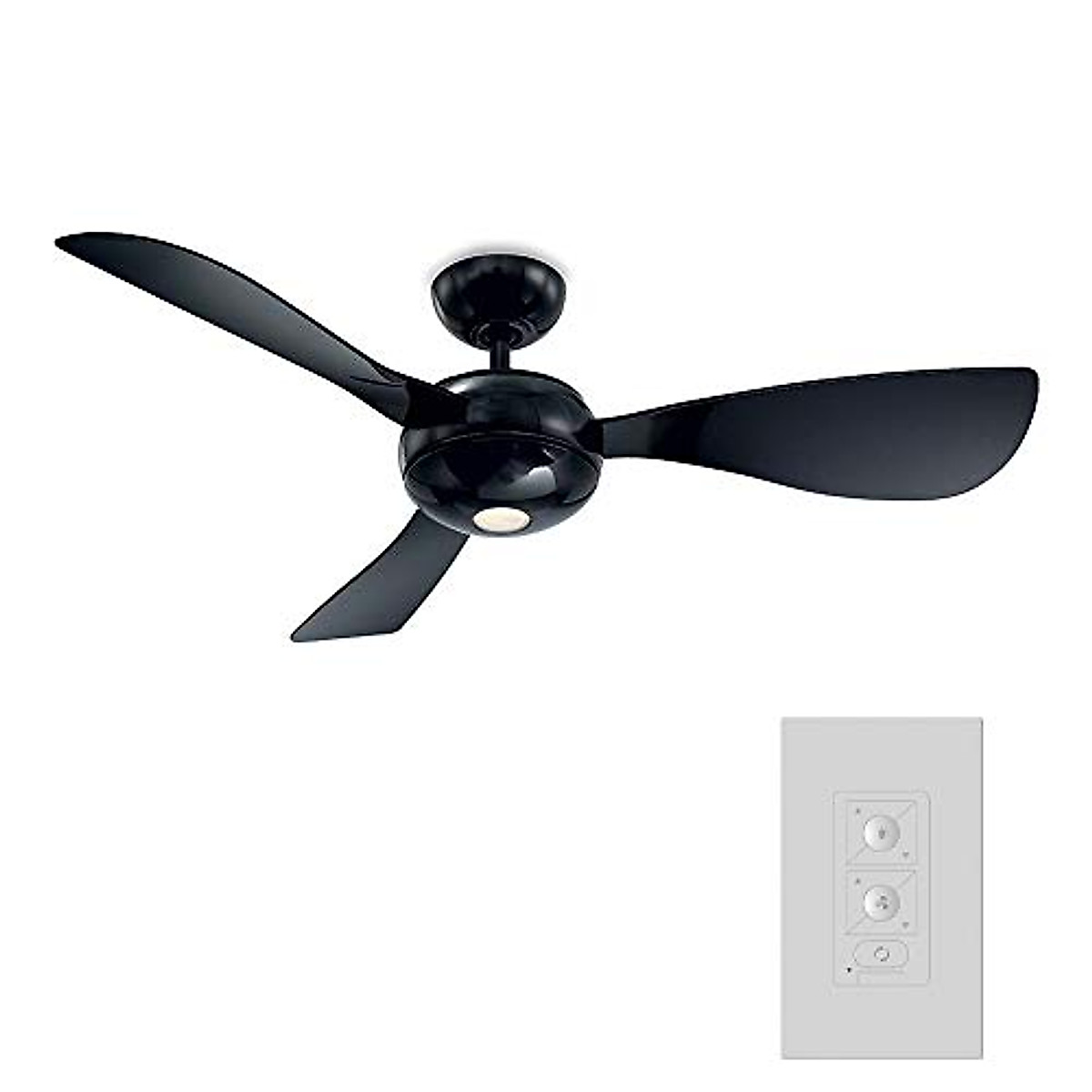 Stargazer Indoor/Outdoor 3-Blade Smart Ceiling Fan 52in Gloss Black with 3000K LED Light Kit and Wall Control works with iOS/Android, Alexa, Google Assistant, Samsung SmartThings, and Ecobee