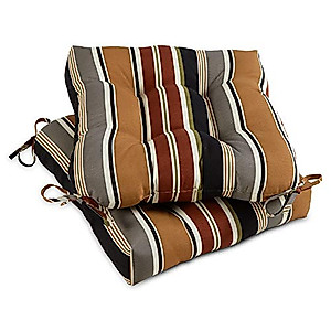 Greendale Home Fashions Square Outdoor Dining Seat Cushion, Set of 2, Espresso Stripe 2 Count