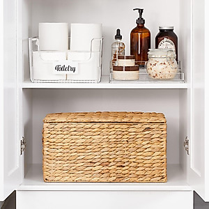 mDesign Modern Plastic Open Front Dip Storage Organizer Bin Basket for Bathroom Organization - Vanity Shelf, Cubby, Cabinet, and Closet Organizing Decor - Ligne Collection - 4 Pack - Clear