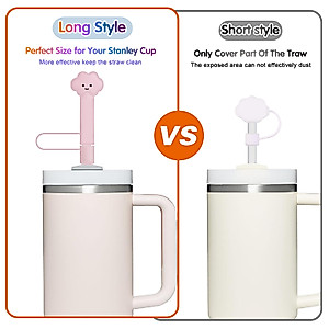 HuLiPaLi 4Pcs Straw Cover for Stanley 30&40 Oz Tumbler, 0.4in Silicone Long Style Cloud Shape Straw Covers Cap Cup Accessories,Dust-Proof Protector Topper Reusable Drinking Tips Lids