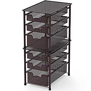 Simple Houseware Stackable 3 Tier Sliding Basket Organizer Drawer, Bronze