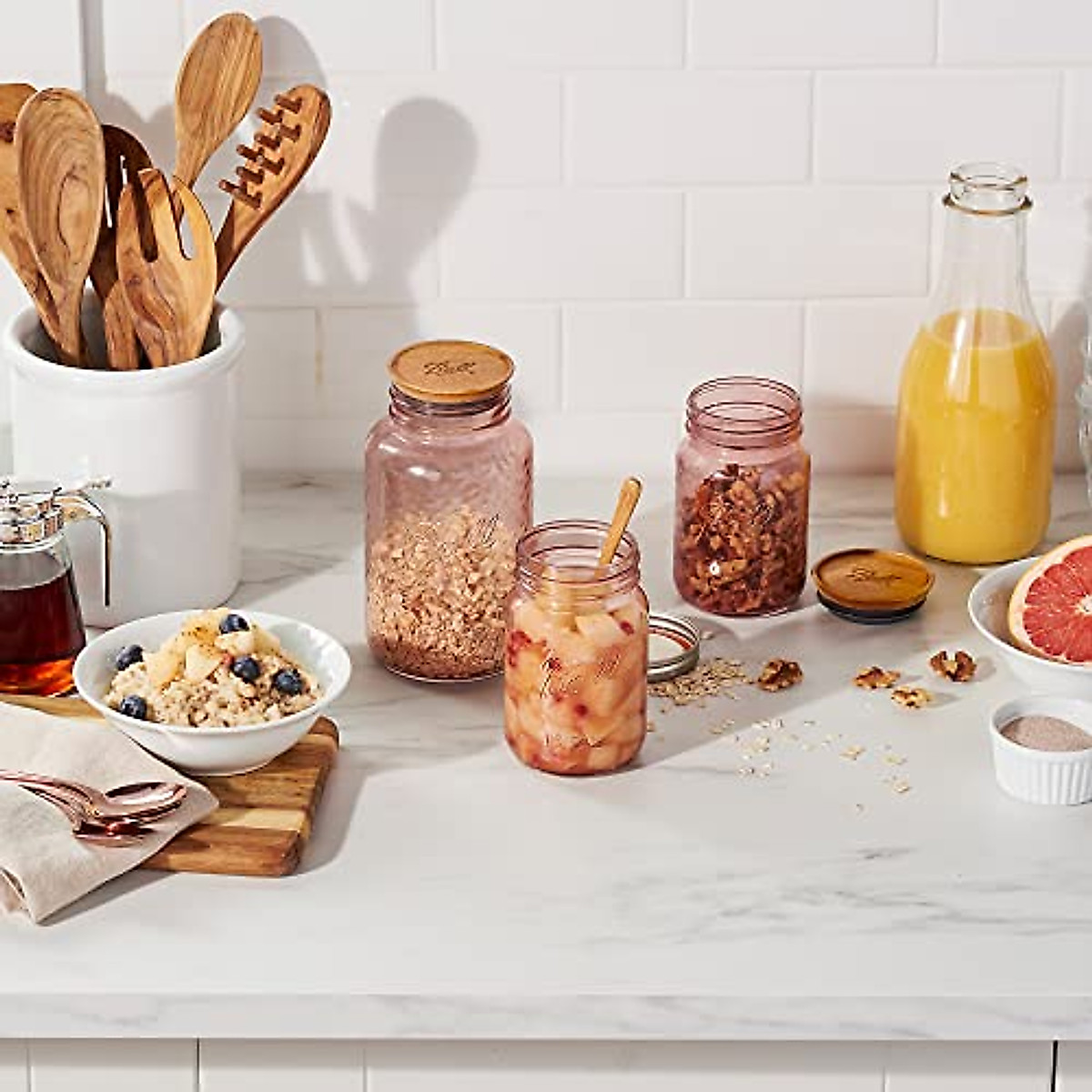 Ball Jar Rose Vintage Regular Mouth Pint Canning Jars, 4 Pack