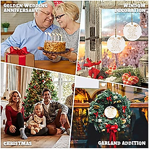 Wedding Anniversary Ornament Years of Marriage Gift Round Ceramic Christmas Tree Ornament Marriage Collectible Holiday Keepsake Decoration Gift for Couple Parent Husband Wife (50th Anniversary)