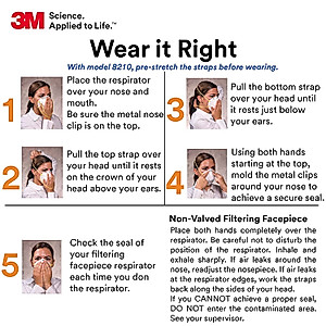 3M Personal Protective Equipment Particulate Respirator 8210, Pack of 160, N95, Smoke, Dust, Grinding, Sanding, Sawing, Sweeping