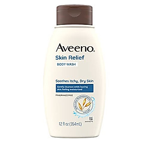 Aveeno Skin Relief Fragrance-Free Body Wash with Triple Oat Formula Soothes Itchy, Dry Skin, Formulated for Sensitive Skin, Fragrance-, Paraben-, Dye- & Soap-Free, 12 fl. oz
