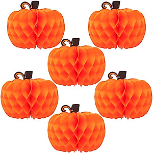 KatchOn, Pumpkin Table Centerpieces - Big 10 Inch, Pack of 6 | Honeycomb Paper Pumpkins for Thanksgiving Decorations for Table | Paper Pumpkins Party Decorations | Thanksgiving Decorations Indoor