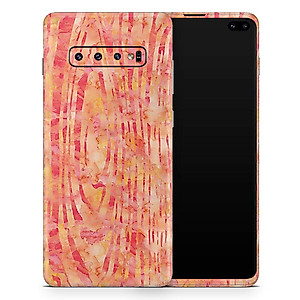 DesignSkinz Orange Watercolor Woodgrain Protective Vinyl Decal Wrap Skin Cover Compatible with The Samsung Galaxy S20 (Screen Trim & Back Glass Skin)