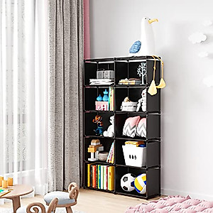 MOYIPIN Bookshelves, Assembled Storage Rack, Bedroom Living Room Vertical Cabinet Bookshelf, Double Row 10-Grid Multi-Functional Storage Equipment (Black)