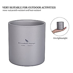 Boundless Voyage (120ML+180ML+300ML+450ML 4 in 1 Titanium Cup Double Walled Mug Lightweight Anti-scalding Drinkwear for Water Tea Wine Beer Fruit Juice Ti3032D