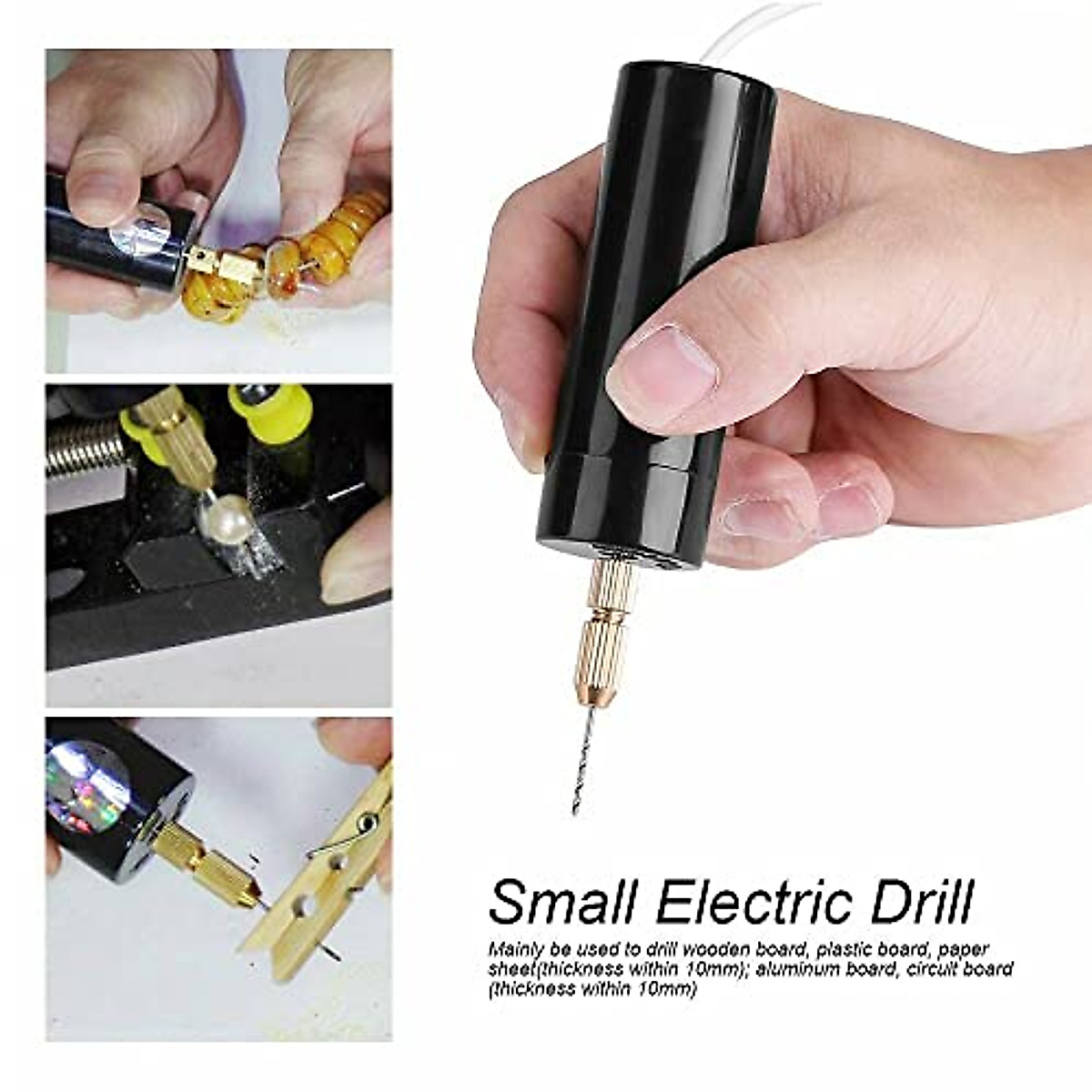 SaiDian 1Pcs Micro Mini Hand Drill Electric Small Grinder Tool Portable USB Electric Drill for Resin Polymer Clay Jewelry Making DIY