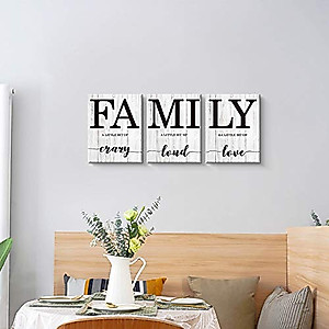 Kas Home Family Wall Decor, Canvas Wall Art for Living Room Set of 3 Inspirational Canvas Prints, Framed Wood HD Modern Background Home Decor (Family-3W, 12 x 15 x 3)