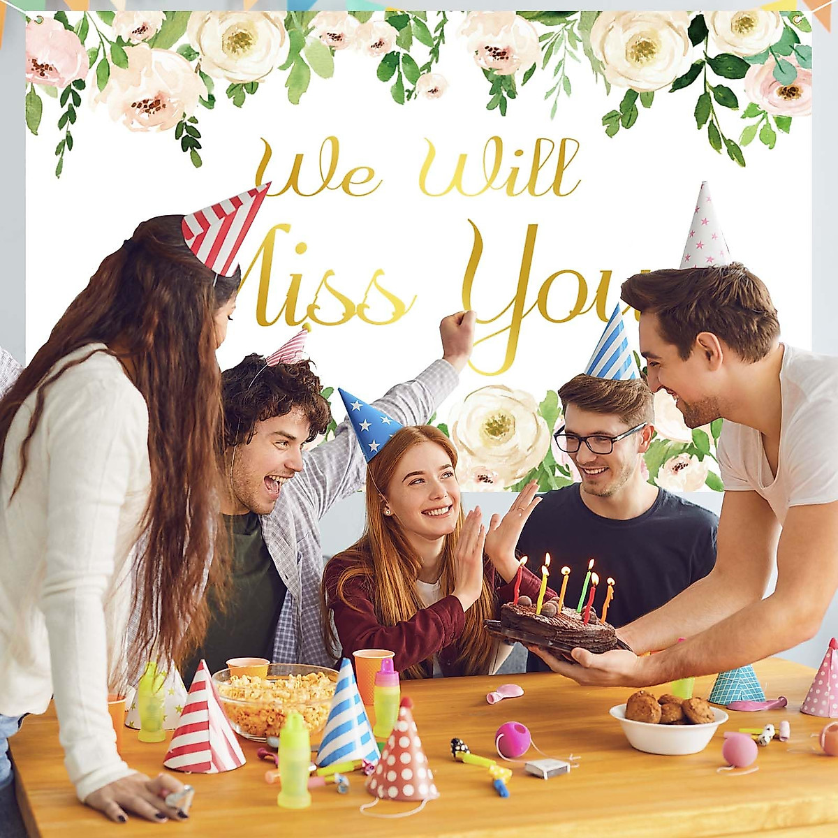 Vlipoeasn White Farewell Party Decorations, We Will Miss You Backdrop Banner, Goodbye Party Decorations for Coworker, Going Away Party Retirement Party Bye Office Work Graduation Party Decorations