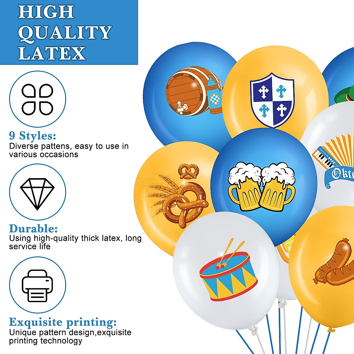 45 Pcs Oktoberfest Balloons Oktoberfest Party Decoration Oktoberfest Latex Balloons Beer Festival Balloons Pretzel Balloon Photo Props Latex Balloon for Oktoberfest Decor Bavarian Theme Party Supplies