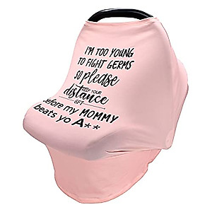 Petyoung Baby Nursing Cover Breastfeeding Scarf, Baby Car Seat Covers, Infant Stroller Cover, Carseat Canopy Keep Distance Sign for Girls and Boys
