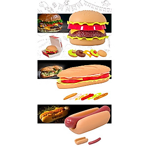 U DREAM Pretend Play Food Sets, Building Toy Burger Playset, Play Kitchen Accessories, Realistic Sandwiches.