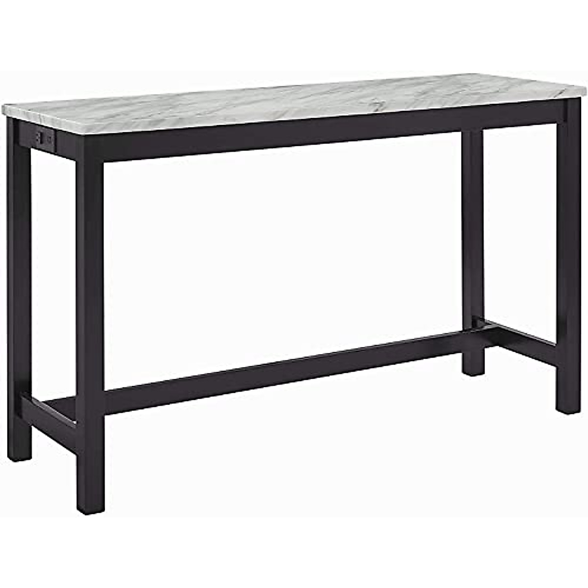New Classic Furniture Celeste Faux Marble Theater Bar Table with 3 Bar Stool Set, Black Velvet with Black Base