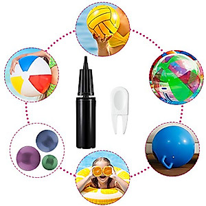 Exercise Ball Hand Pump Fitness Yoga Ball Air Pump Ball Inflator Pump with 2 Pieces Exercise Ball Plug Removers and 10 Pieces Exercise Ball Air Plugs Pin Air Stoppers Adapter Kit for Balls (Black)