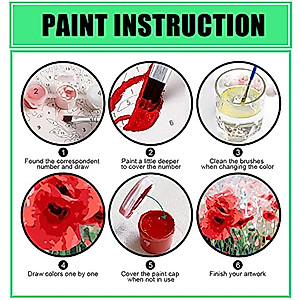 Clendo Beginner Oil Painting Kit for Kids,Flowers Paint by Numbers for Adults with Paint Brushes,DIY Acrylic Paint, Paint-by-Number Kits Home Decor 16X20inch