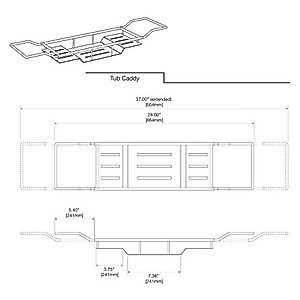 Gatco 1418C Modern Bathtub Caddy, Chrome, 28-37 Inch
