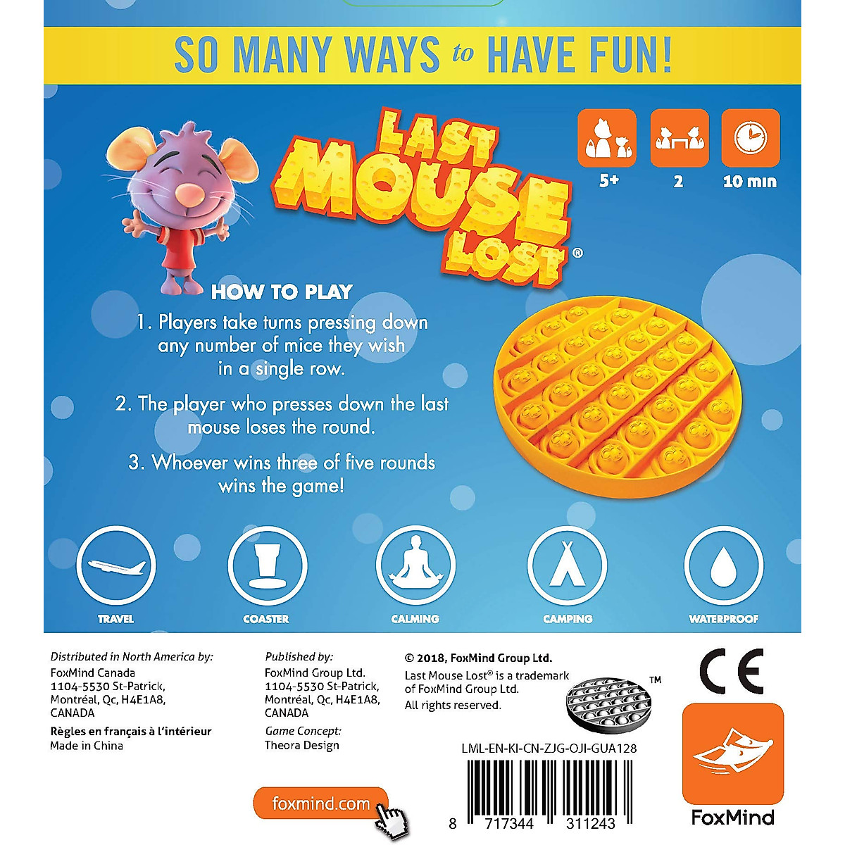 FoxMind Games: Last Mouse Lost Game - The Original Push Pop Bubble Popping Sensory Pop It Fidget Toy Game - Autism ADHD Special Needs Stress Reliever & Fine Motor Learning [Amazon Exclusive]