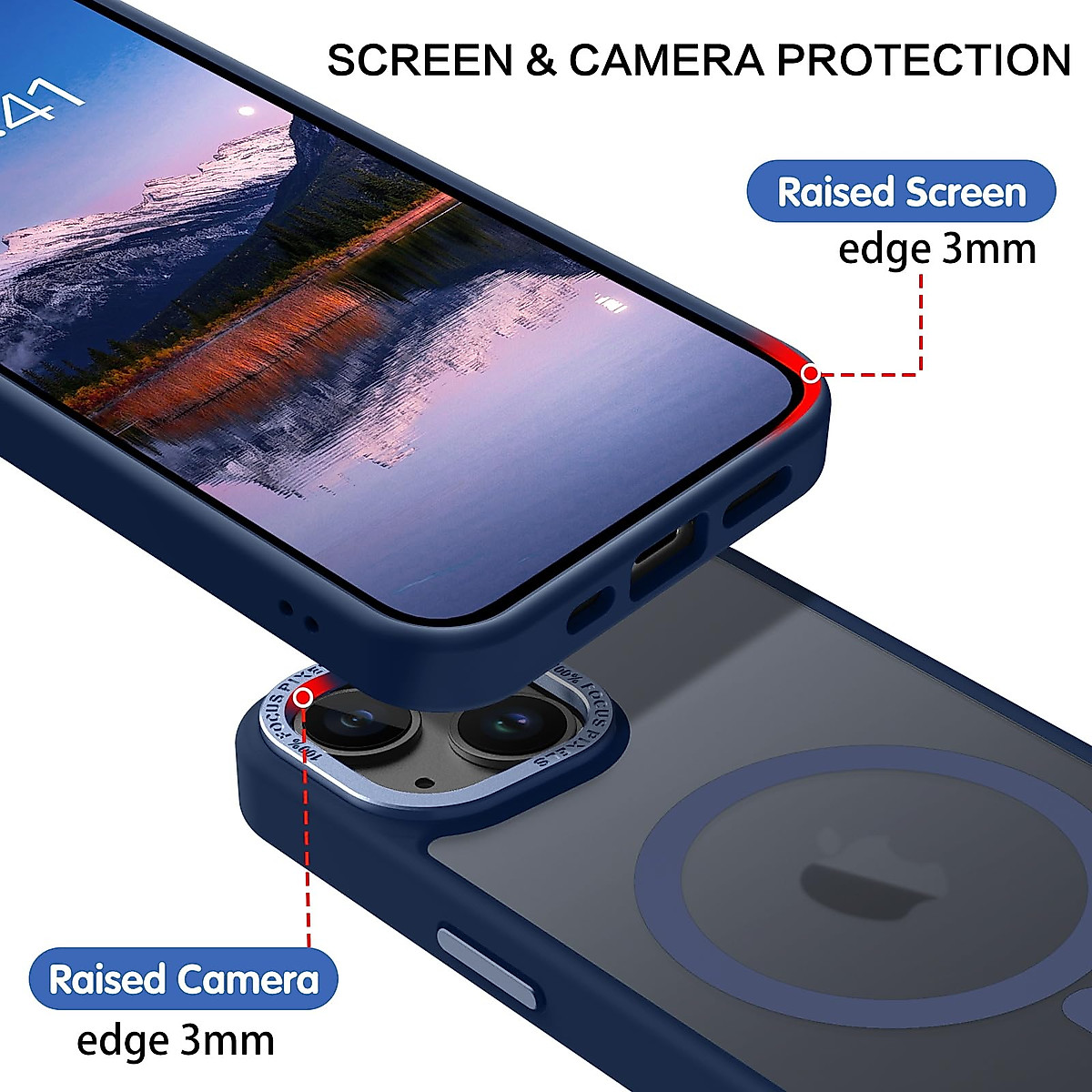 BENTOBEN Magnetic for iPhone 13 Case & iPhone 14 Case [Compatible with Magsafe] Translucent Matte Phone Case iPhone 13/14 Slim Shockproof Women Men Protective Cover for iPhone 13/14 6.1", Navy Blue