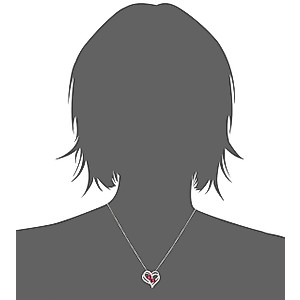 Amazon Essentials womens Sterling Silver Created Ruby and White Sapphire Double Heart Pendant Necklace, 18", (previously Amazon Collection)