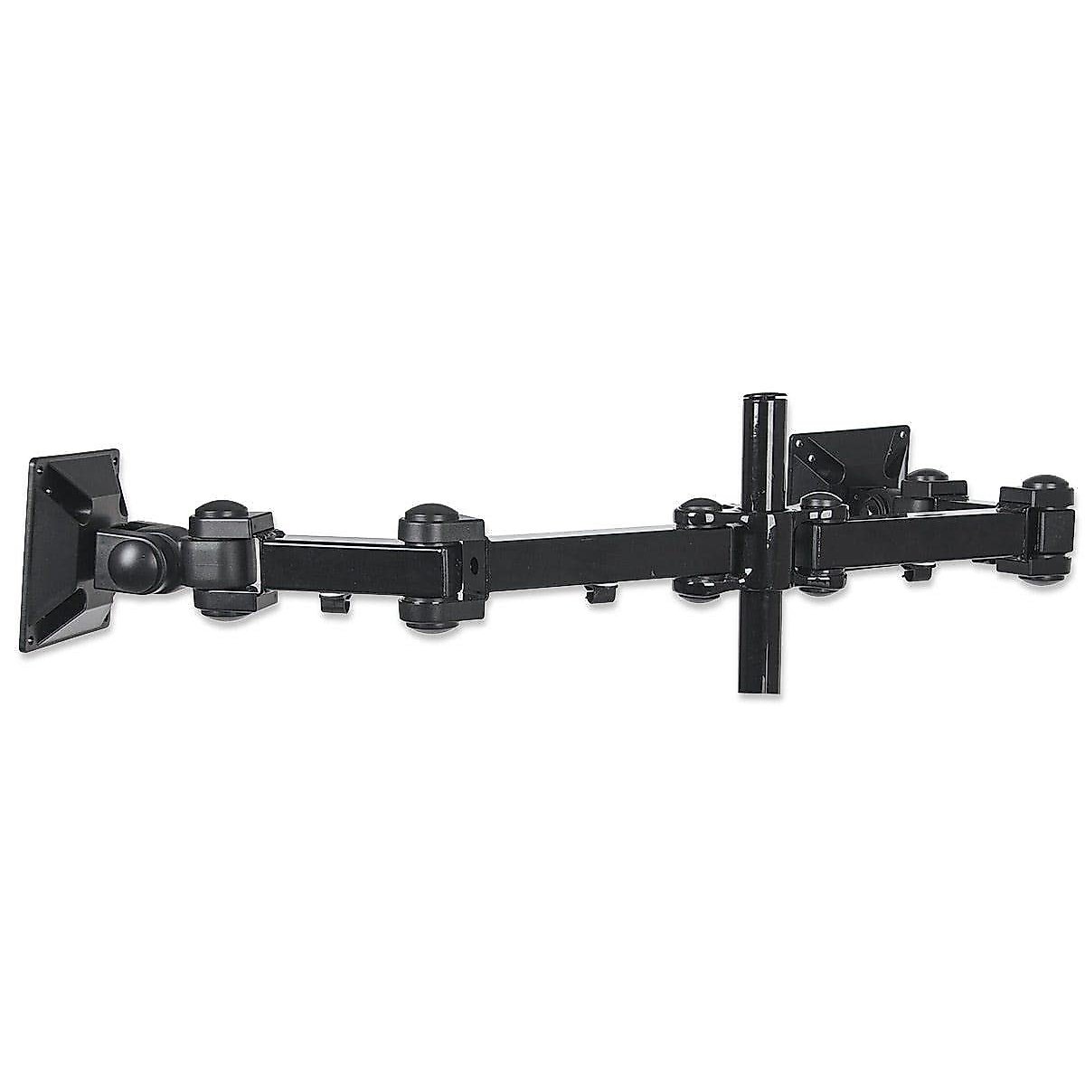 Manhattan Dual Monitor Stand Mount with Double-Link Swing Arms - Supports Two 13 in to 24 Inch Computer Screens up to 13 lbs., 180 Tilt / 180 Rotation, Clamp Mounting, Black - 420808