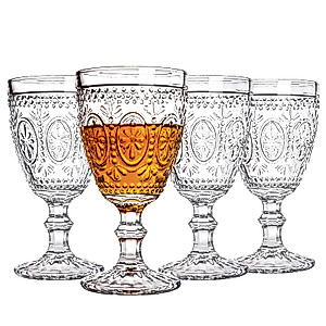 Bekith Classic Goblet Party Glasses, Wine Glasses Goblets, Iced Tea Glasses, Beverage Stemmed Glass Cups, 12 Ounce, Set of 4