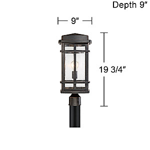 John Timberland Neri Mission Farmhouse Outdoor Post Light Fixture Oil Rubbed Bronze 19 1/4" Clear Seedy Glass for Exterior House Porch Patio Outside Deck Garage Yard Garden Driveway Home Lawn