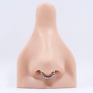 FANSING Surgical Steel Cubic Zirconia Set Septum Clicker Silver Septum Piercing Rings 16g Septum Jewelry Septum Ring Hoop