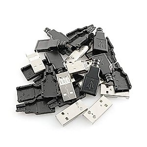 Maxmoral 10PCS USB 2.0 Connector A Type Male 4-Pin Plug with Black Plastic Cover DIY Connector