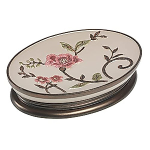 Popular Bath 4pc Larrisa Floral Bathroom Accessories Sets Modern Classic Flower Soap Dispenser, Tumbler, Tooth Brush Holder and Soap Dish Holder Luxury Decor Unique Design Stylish Bathroom Sets