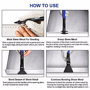Hand Seamers Sheet Metal Tools, 3-Piece Sheet Metal Bending Pliers Set with Straight Jaw, 45° & 90°Metal Bender Tool, Carbon Steel Material Metal Bending Tool for Bending and Flattening Sheet Metal