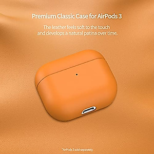 AirPods 3 Leather Case Cover, Docco Jette Fully-Wrapped Italian Genuine Leather Case for Apple AirPods 3,Supports Wireless Charging Front LED Visible