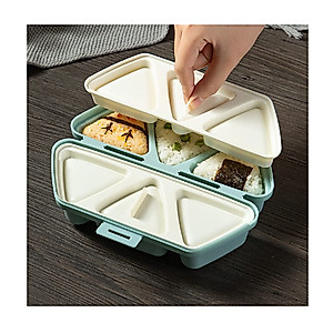 Sunormi Triangle Sushi Mold 6 at Once Cavity Press Onigiri Rice Balls Non-stick Maker Tools For Seaweed Cilantro Rice Balls