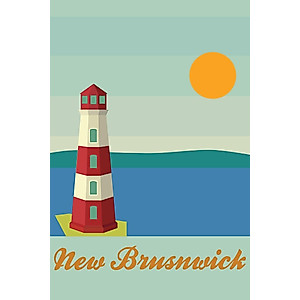 Laminated Retro Style New Brunswick Lighthouse Travel Poster Dry Erase Wall Art 12x18