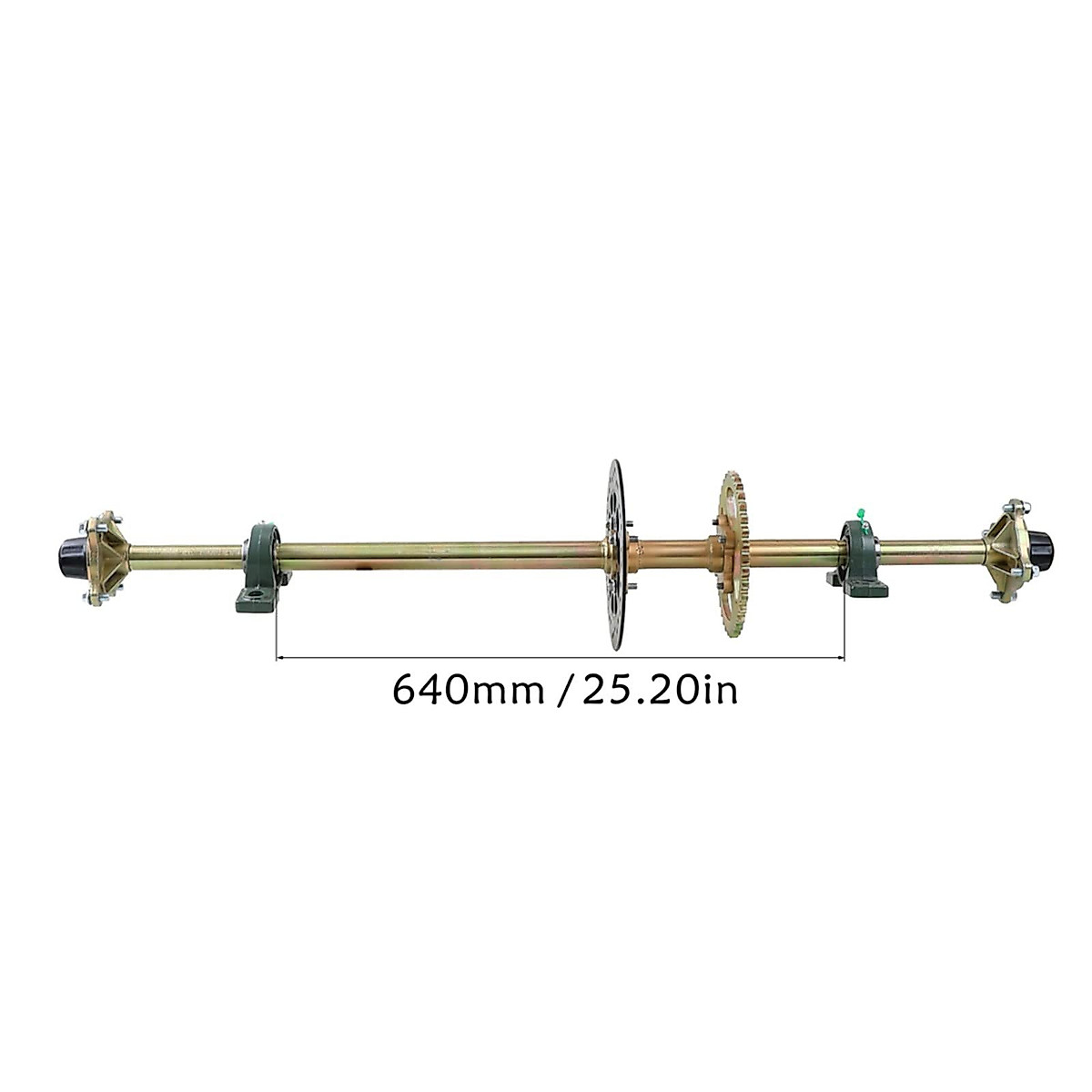 44" 1120mm Complete Rear Axle Kits for Gokart, 24T ATV Quad Go Kart Rear DIY Rebuild Live Axle Kit with 4 Bolt Wheel Hubs&Brake Disc&Sprocket&Pair Pillow Blocks