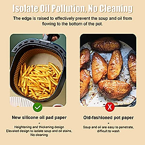 FGSAEOR Air Fryer Paper Liners, Airfryer Parchment Baking Liners, Non-stick Disposable Paper Liner, Cookers Basket for Oven, Microwave, Air Fryer Pan Roasting Accessories (6.3 IN-50PCS, Natural)