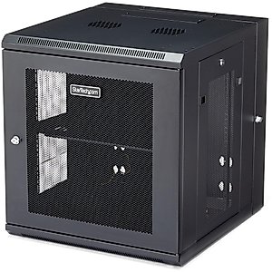 StarTech.com 4-Post 12U Wall Mount Network Cabinet with 1U Shelf, 19in Wall-Mounted Server Rack, Up to 20in Mounting Depth
