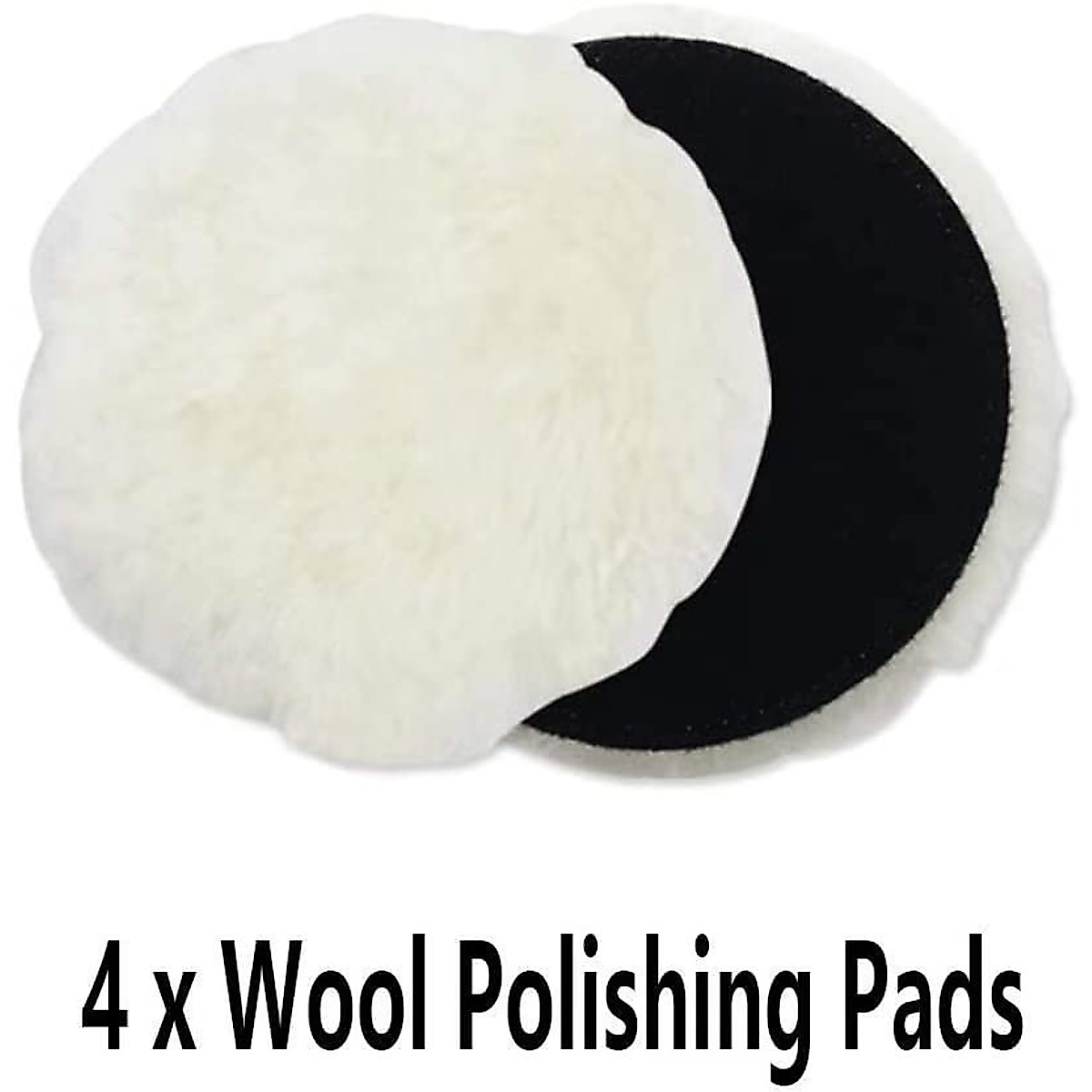 IPELY 6 Pcs 6 Inch Wool Polishing Buffing Pad Polishing Buffing Wheel for Drill Buffer Attachment with M14 Drill Adapter